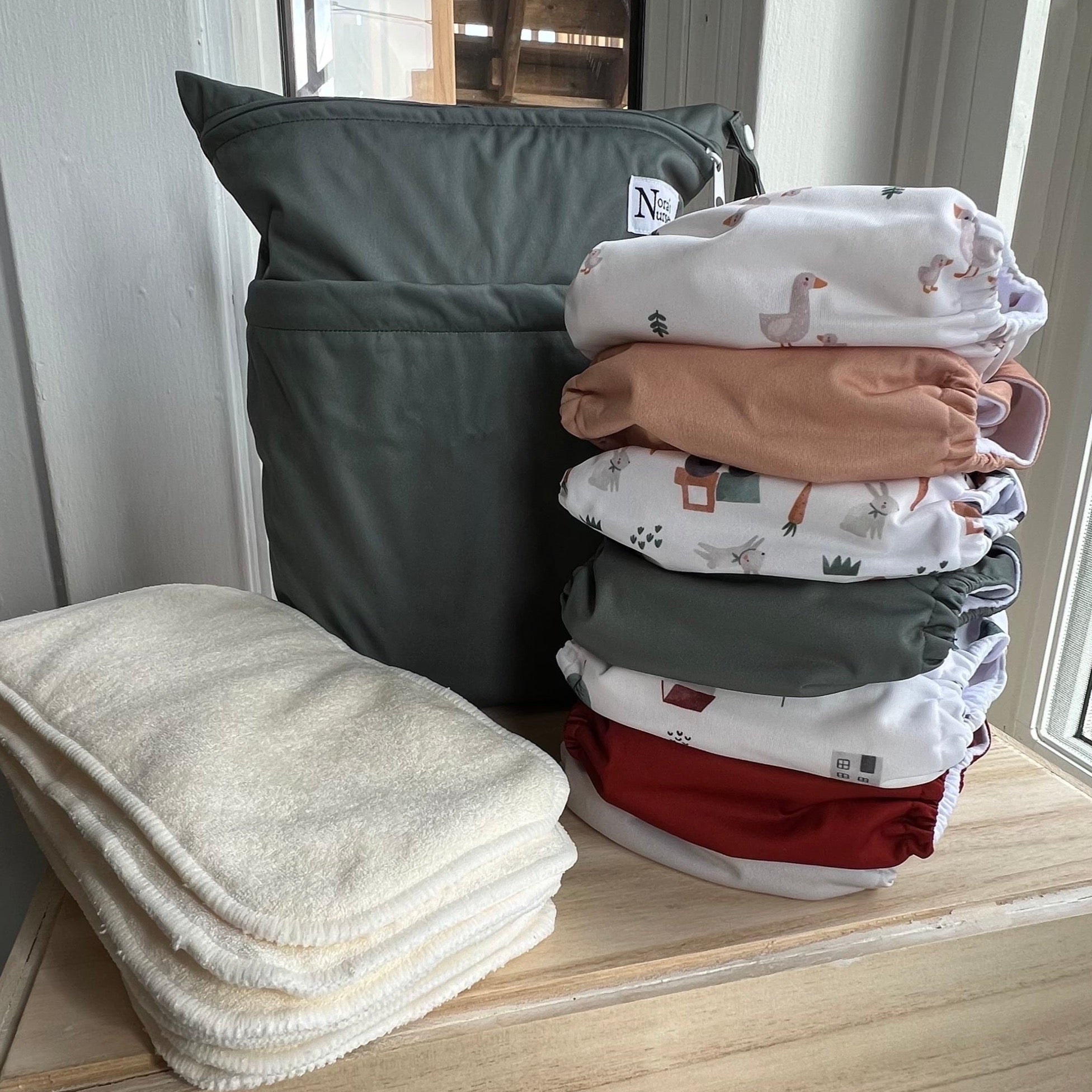 On The Farm 7 Cloth Diapers & Inserts & 1 Wet Bag – Nora's Nursery