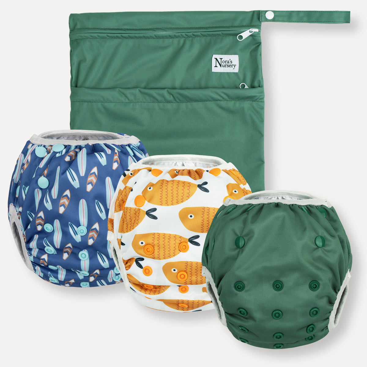 Harbor Hues Reusable Swim Diapers 3 Pack with Wet Bag – Nora's Nursery