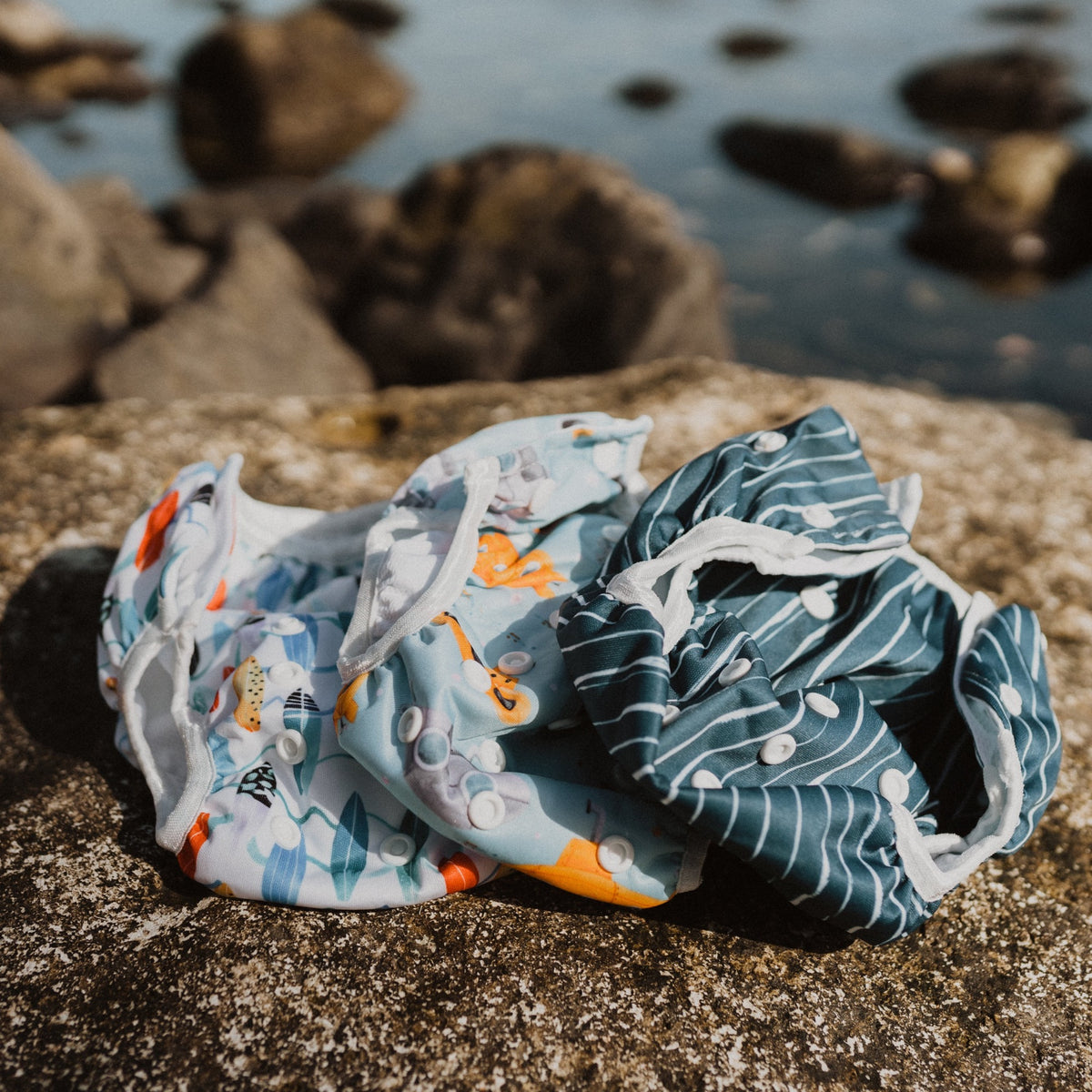 Seaside Reusable Swim Diapers 3 Pack with Wet Bag – Nora's Nursery