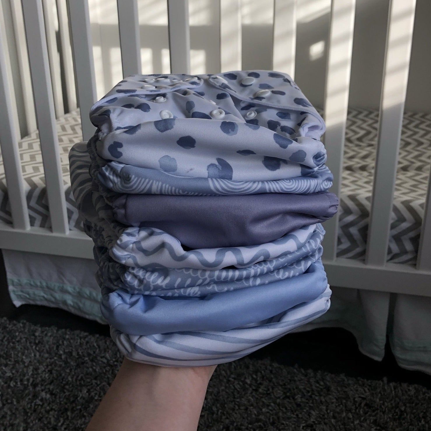 Something Blue 7 Pocket Cloth Diapers & 1 Wet Bag – Nora's Nursery