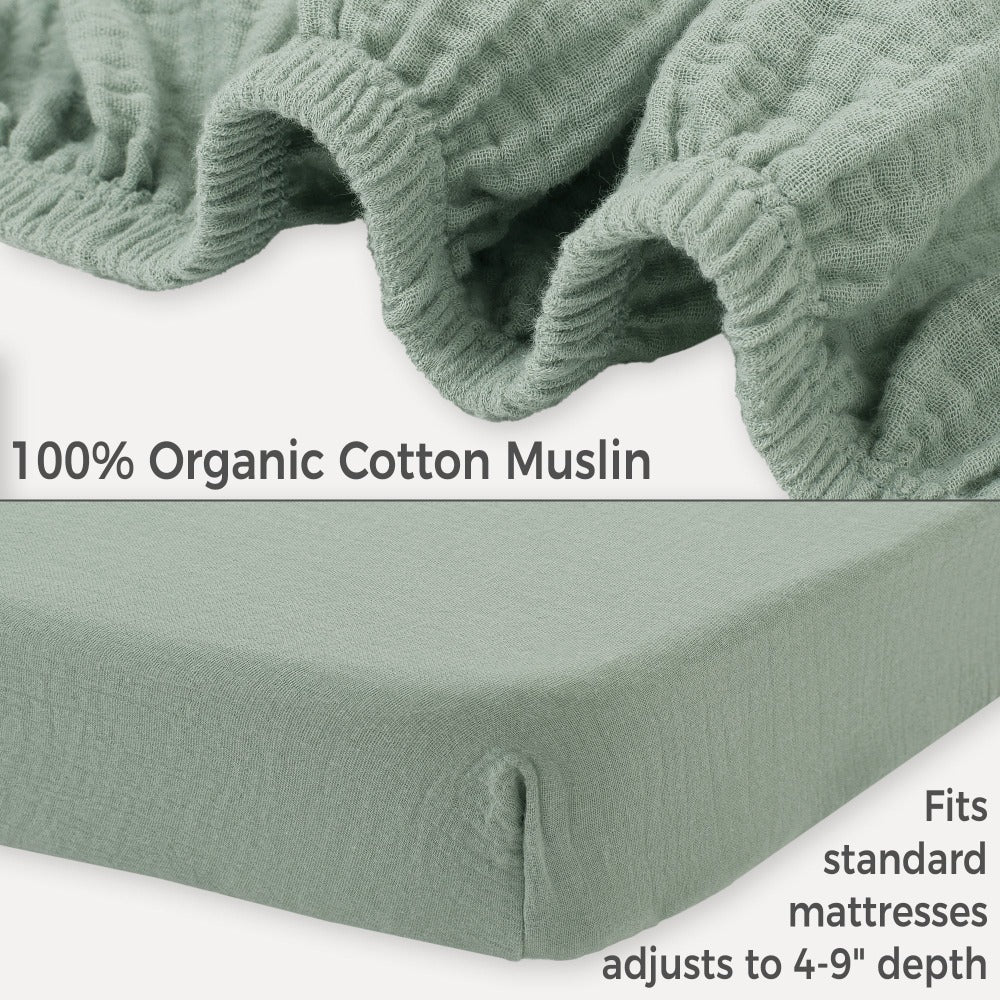 Sage Cotton Crib Sheet - Organic Cotton – Nora's Nursery